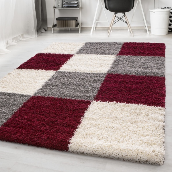 Checkered Modern Red Area Rug for Modern Spaces - carpetsrugs.ie