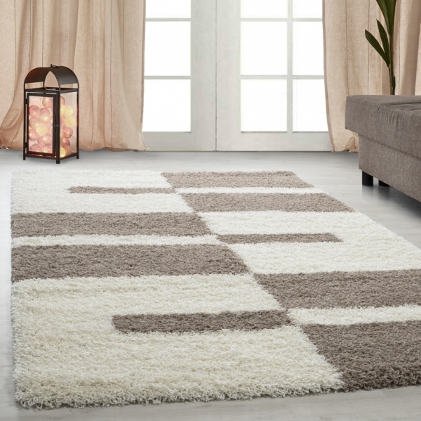 Gala Shaggy Modern Beige Rug - carpetsrugs.ie