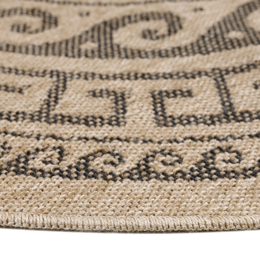 Beige Outdoor Circular Rug with Black Roman Mosaic Style| carpetsrugs ...