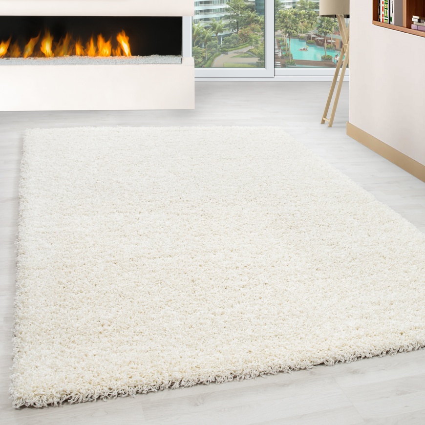 Life Shaggy Plain Cream Rug - Cream Shaggy Rugs for Home - carpetsrugs.ie