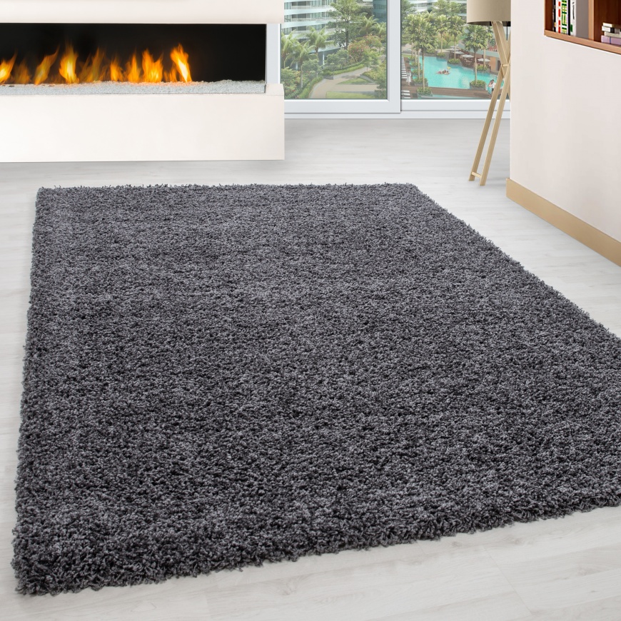 Life Shaggy Plain Grey Rug for Living Rooms - carpetsrugs.ie
