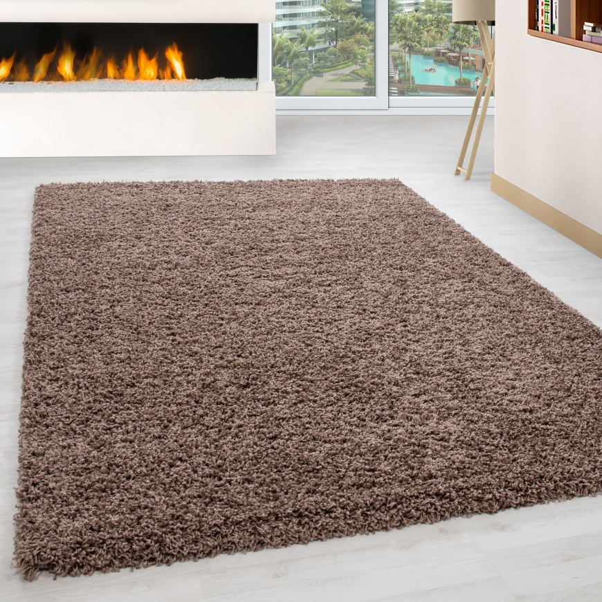 Life Shaggy Plain Mocha Rug - carpetsrugs.ie