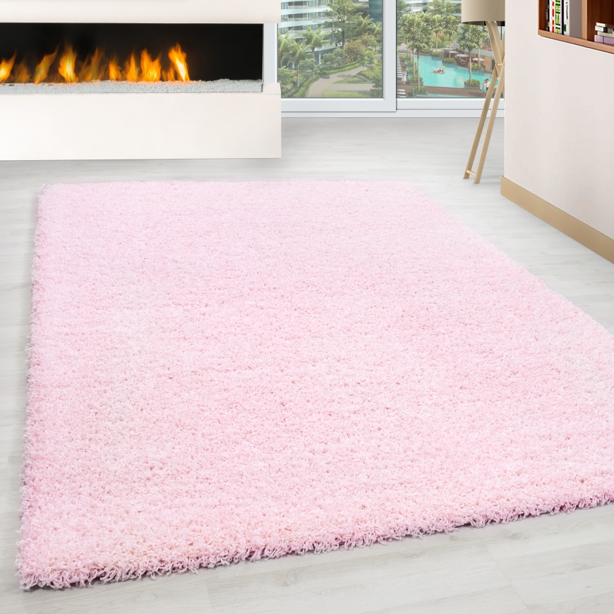 Life Shaggy Plain Pink Rug - carpetsrugs.ie