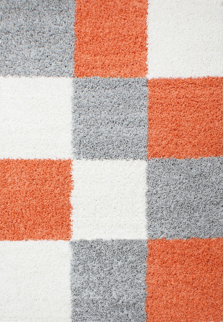 Life Shaggy Checkerd Terracotta Rug - carpetsrugs.ie