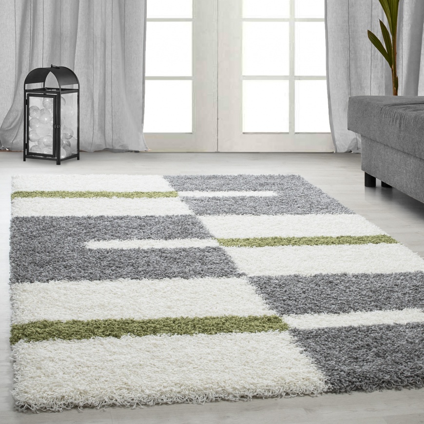 Gala Shaggy Modern Green Rug - carpetsrugs.ie