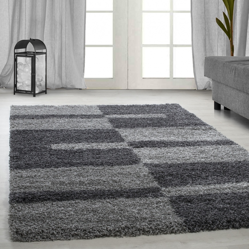 Gala Shaggy Modern Grey Rug - carpetsrugs.ie