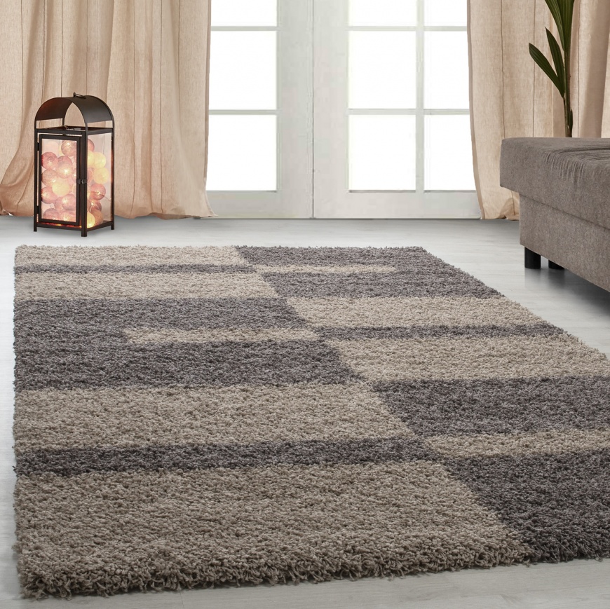 Gala Shaggy Modern Taupe Rug - carpetsrugs.ie