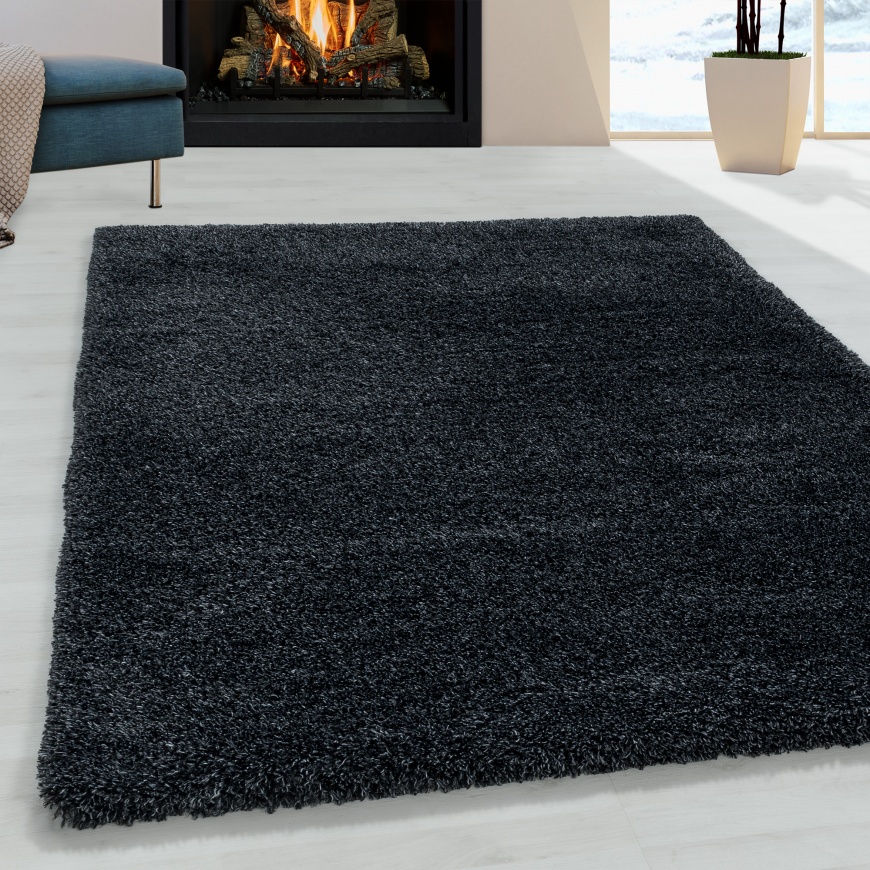 Fluffy Shaggy Plain Anthracite Rug - Buy Shaggy Plain Rugs - carpetsrugs.ie