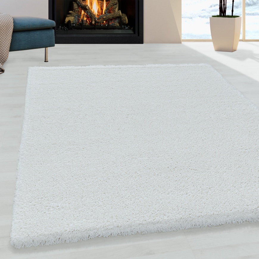 Fluffy Shaggy Plain White Rug for Home - carpetsrugs.ie