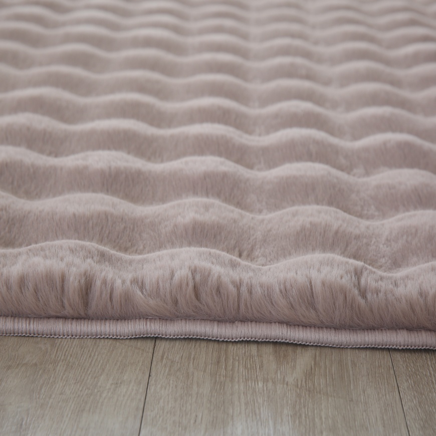 Unique Plush High Pile Beige Rug I Cosy Beige Bedroom Rugs - carpetsrugs.ie