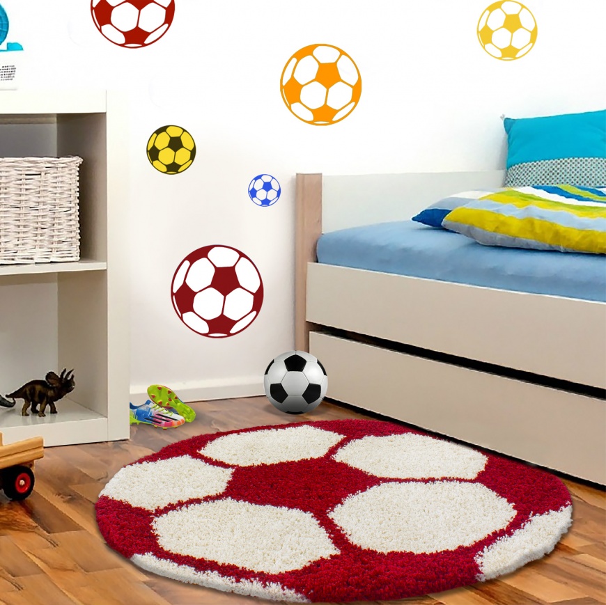 Shaggy Fun Kids Red Rug - carpetsrugs.ie