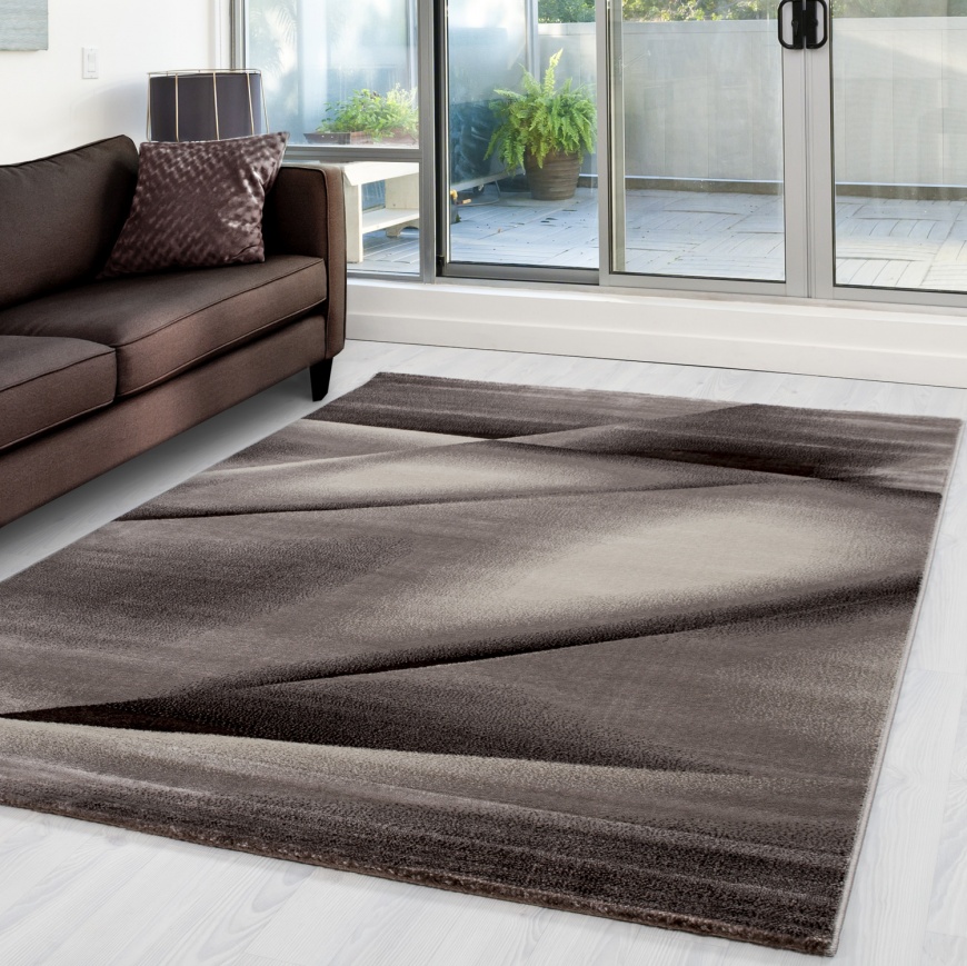 Miami Wave Modern Brown Rug for Bedroom, Living Room - carpetsrugs.ie ...