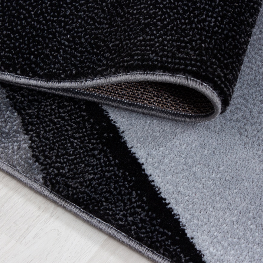 Cara Wave Modern Black Rug - carpetsrugs.ie