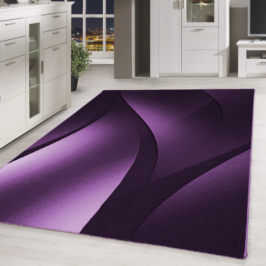 Cara Wave Modern Purple Rug - carpetsrugs.ie - carpetsrugs.ie