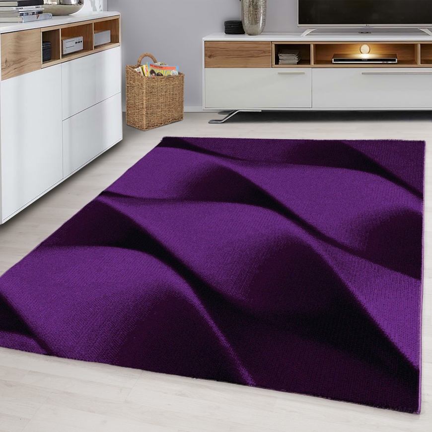 Parma Wave Contemporary Purple Rug - carpetsrugs.ie