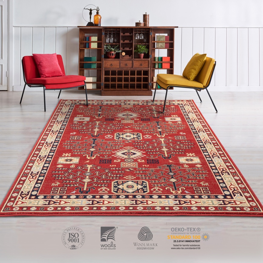 Quality Classic Traditional Red Wool Rug - Bella - carpetsrugs.ie